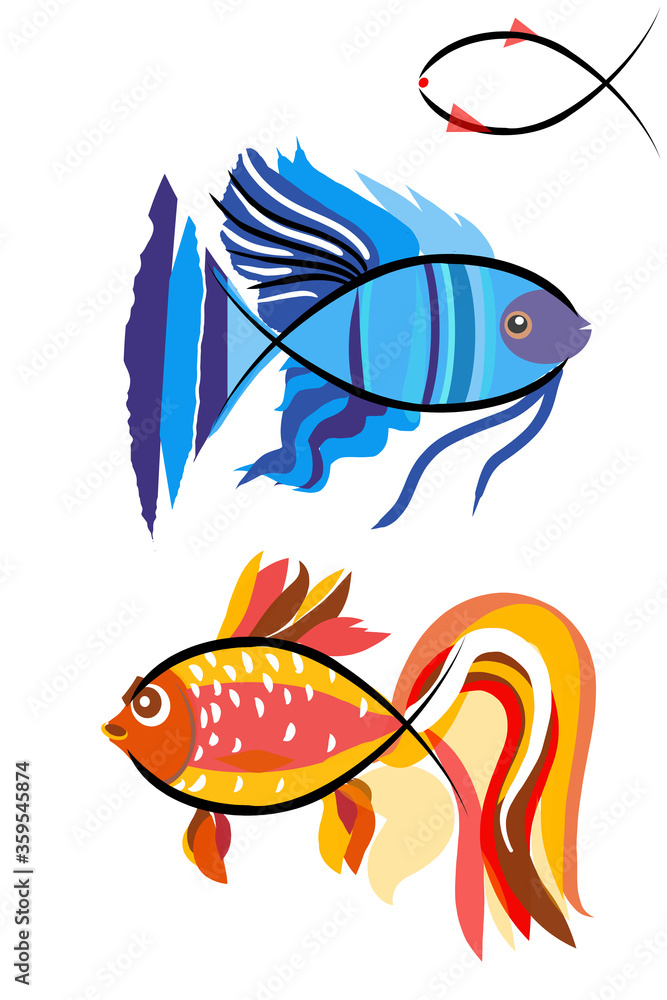 children drawing tutorial how to draw a fish, illustration based on one ...