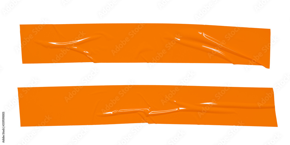 Sticker tape ripped torn pieces. Orange adhesive plastic tapes set ...