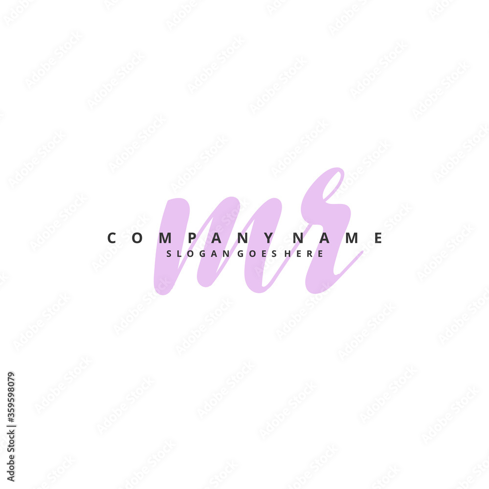 M R MR Initial handwriting and signature logo design with circle ...