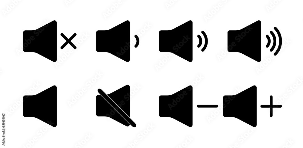 Vektor Sound icon mute. Volume and audio up or down. Speaker button off ...