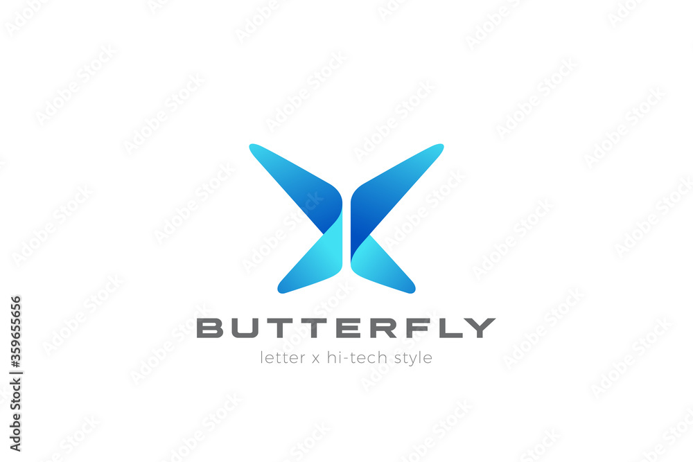 Butterfly Logo abstract geometric design vector template. Letter X ...