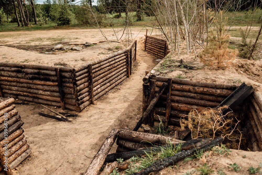 trenches used in World War II on occupied battle lines, consisting ...