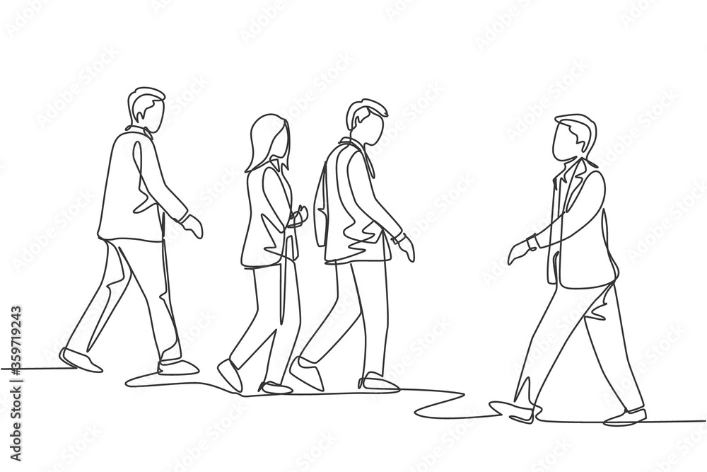 Vector de Stock One single line drawing of young businessmen and ...