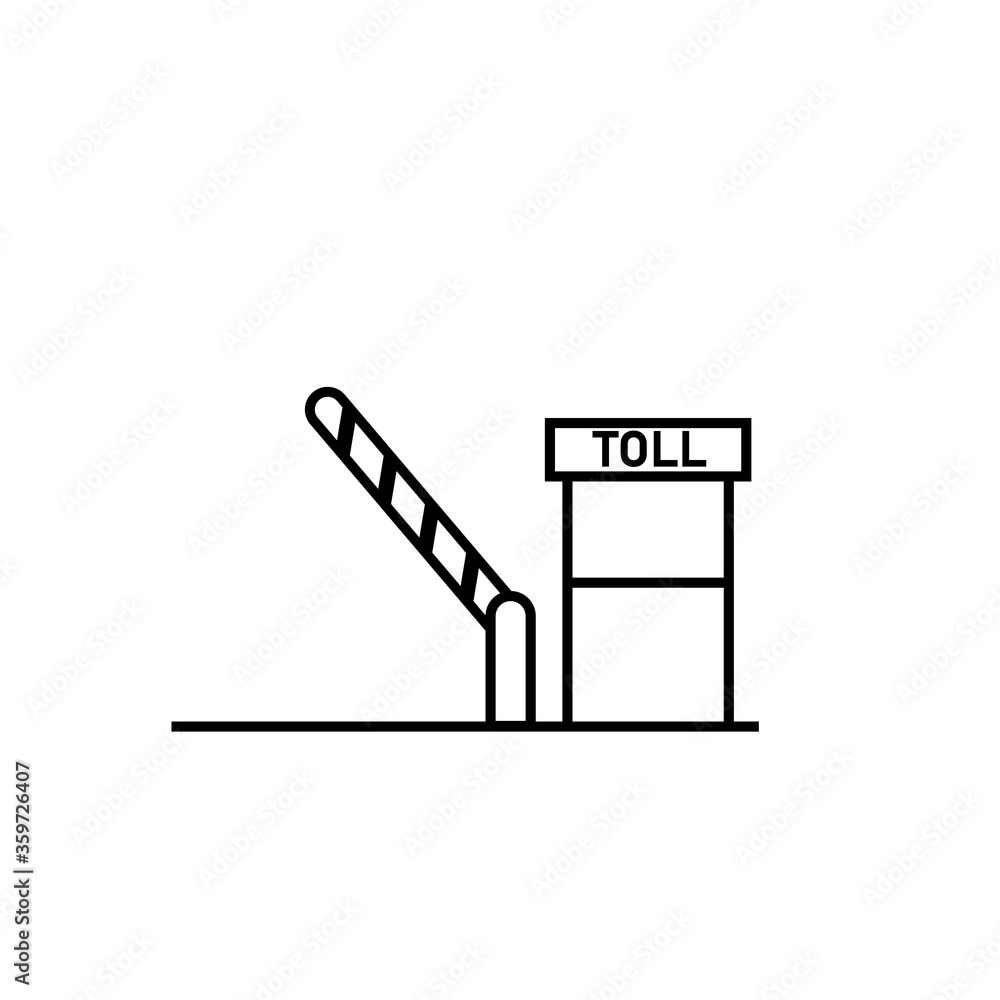 Toll booth with barrier outline icon. Clipart image isolated on white ...