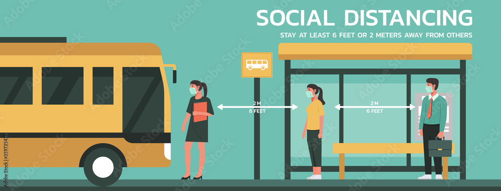 people maintain social distancing to prevent virus spreading and ...