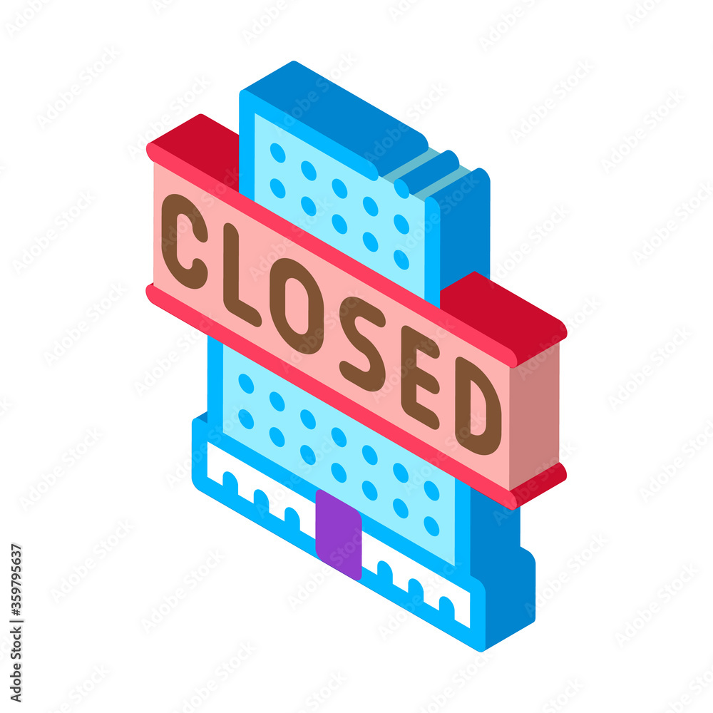 shopping center closing icon vector. isometric shopping center closing ...