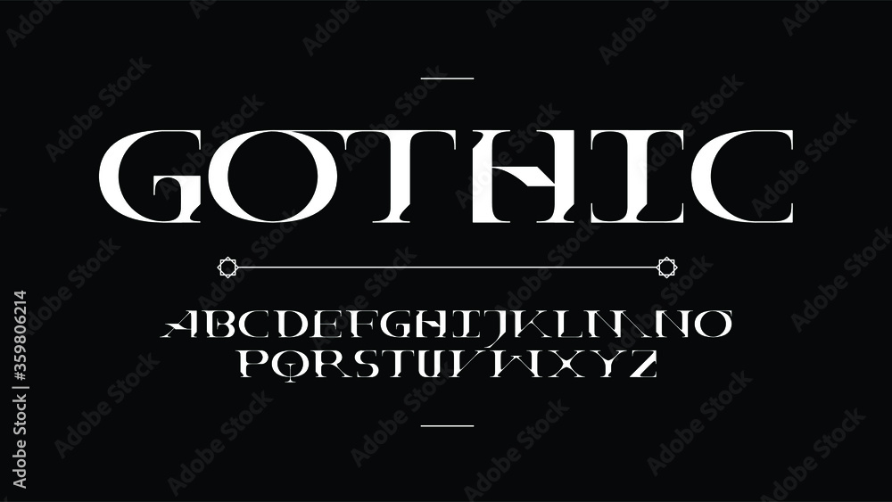 Elegant serif custom typeface with slim strokes and dep bracketing on ...