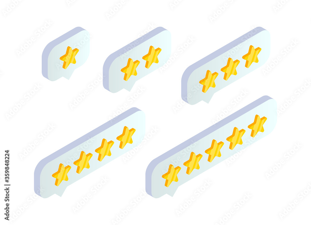 Customer service rate feedback, product review isometric icon. Rating ...