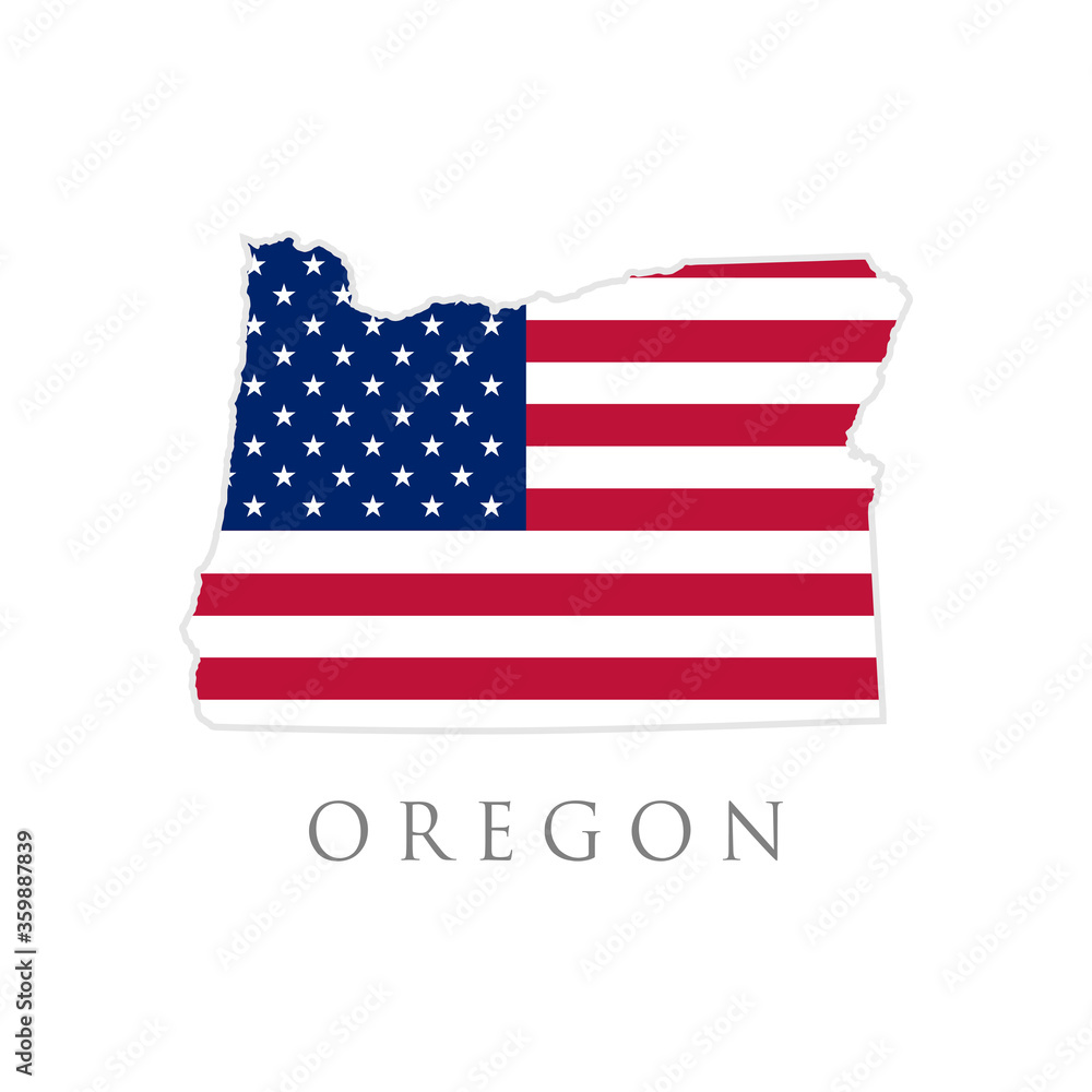 USA flag. Shape of Oregon state map with American flag. vector ...