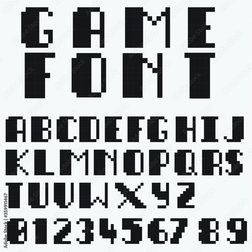 Pixel video game font, letters Stock Vector | Adobe Stock