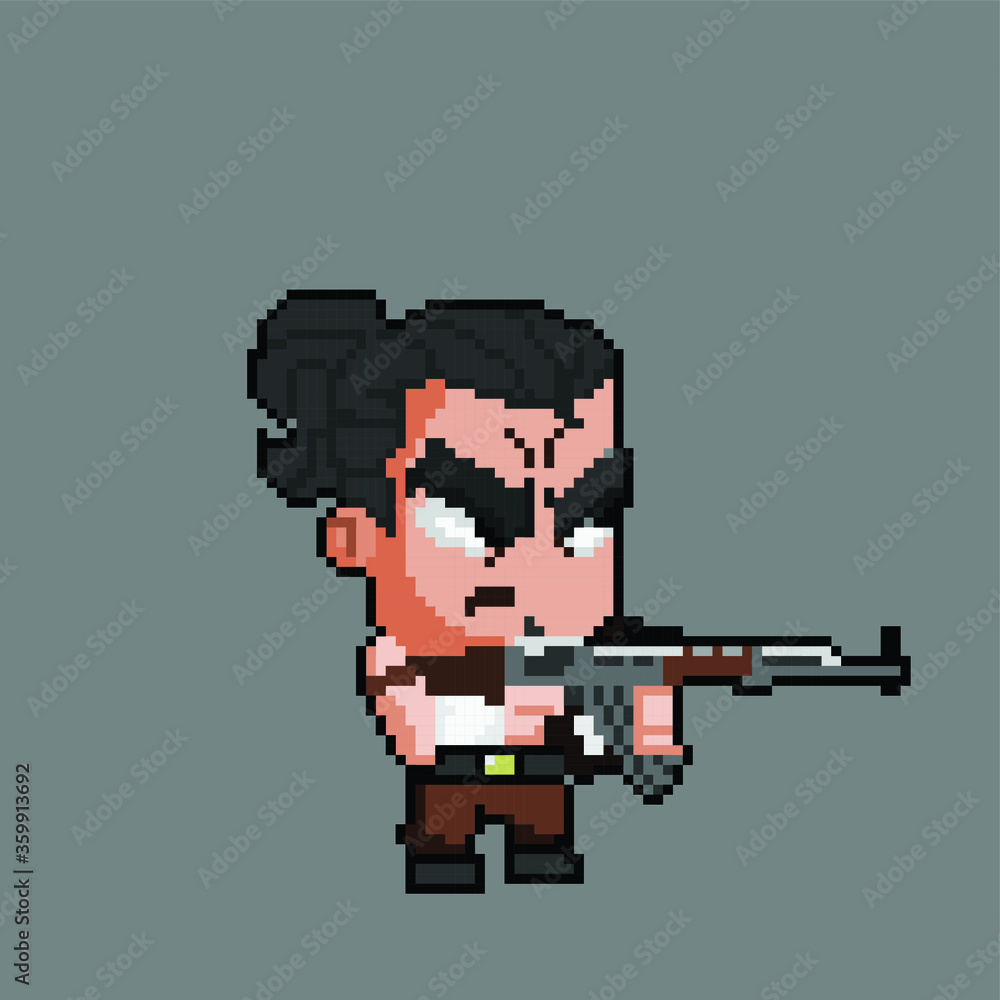 Shooter in pixel art. Vector illustration. Stock Vector | Adobe Stock