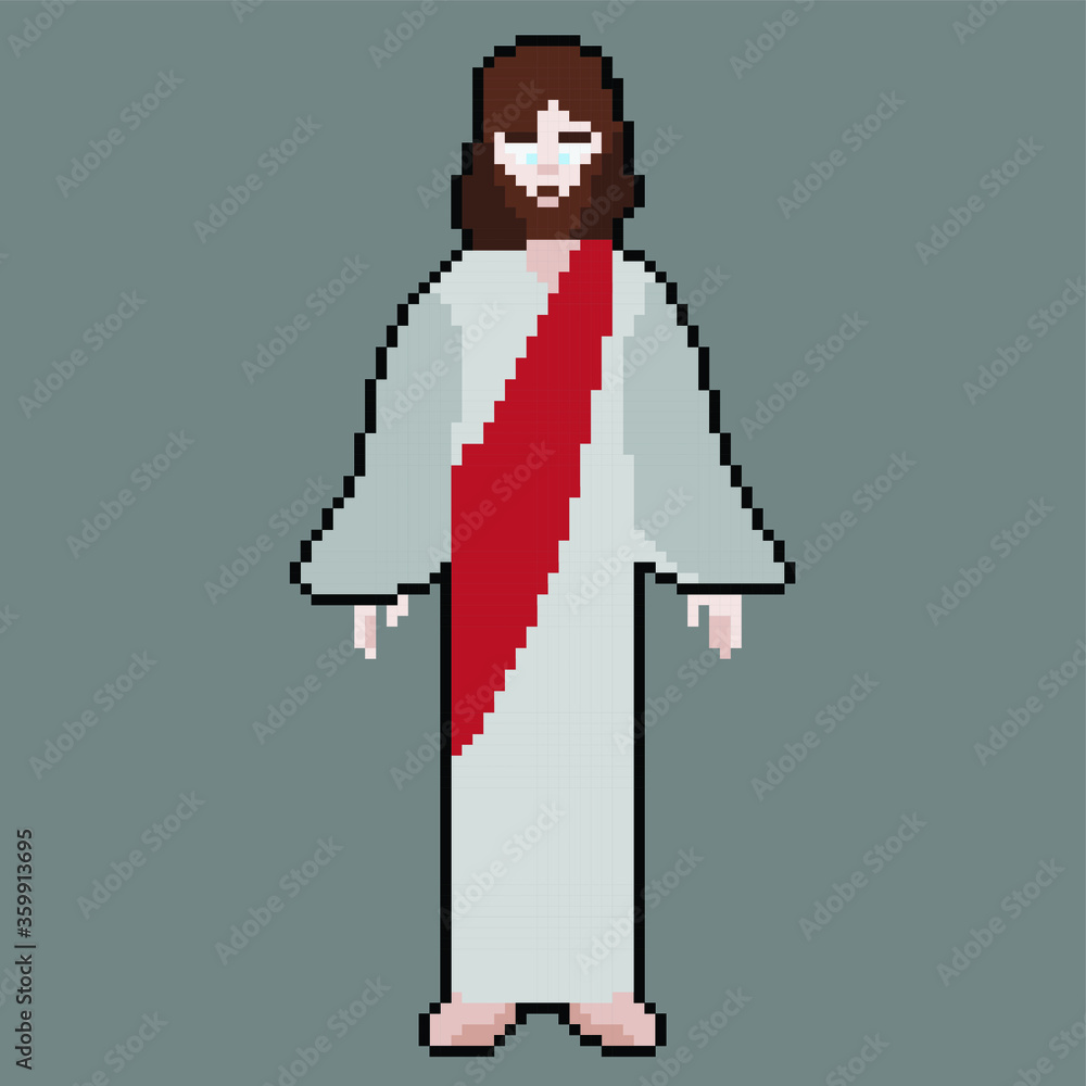 Jesus in pixel art. Vector illustration. Stock Vector | Adobe Stock