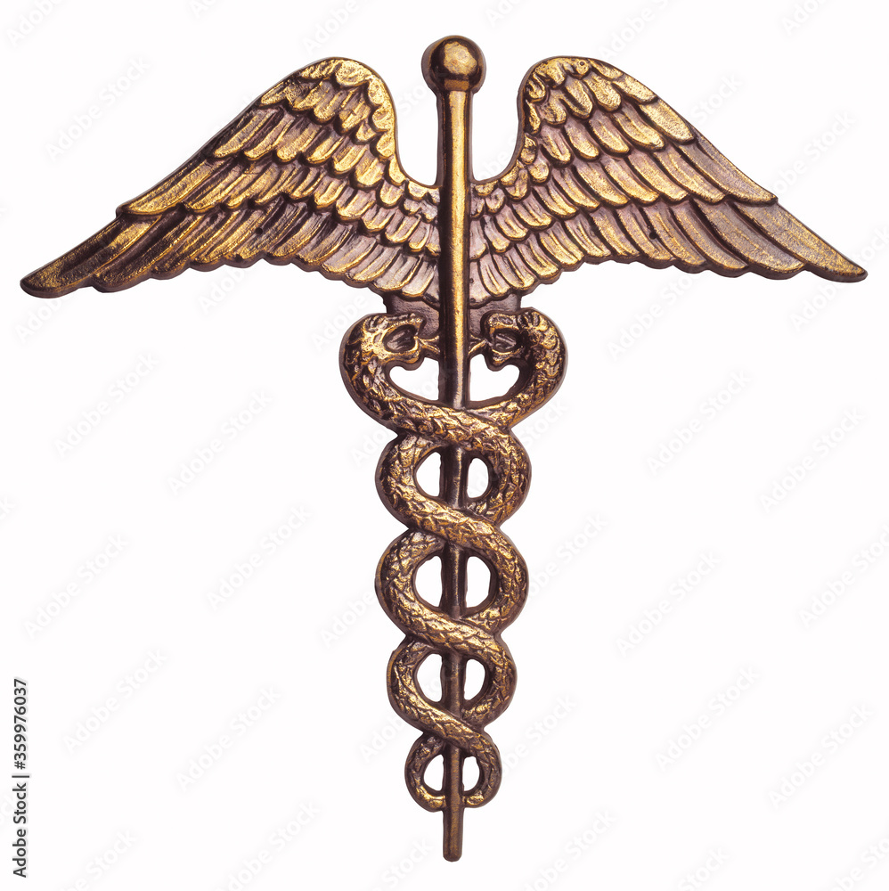 caduceus medical symbol isolated on white Stock Photo | Adobe Stock