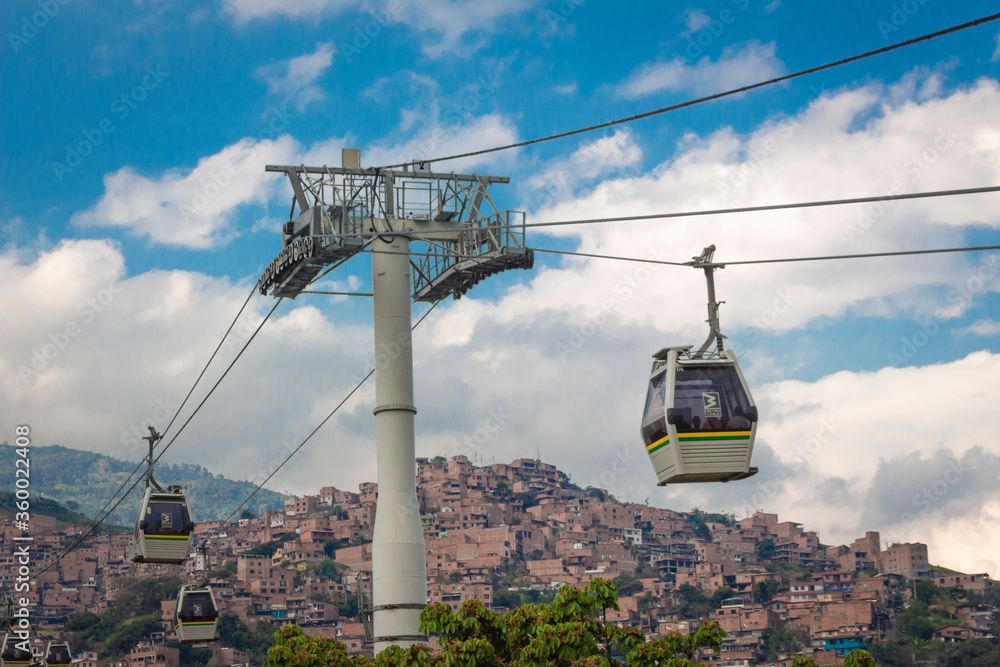 Medellin, Antioquia / Colombia Febreo 24, 2019. Metrocable Line J of ...