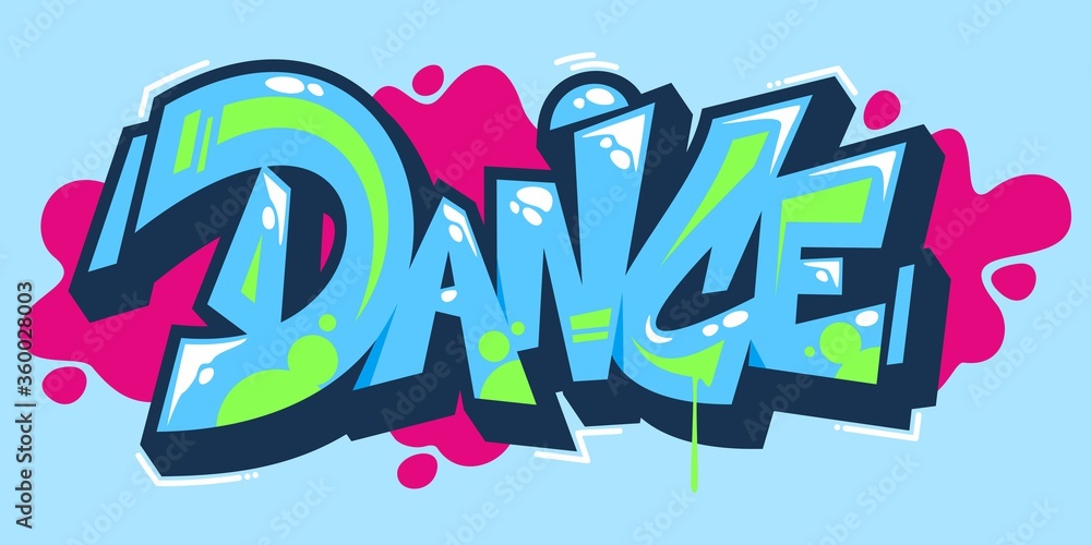 Abstract Word Dance Graffiti Style Font Lettering Vector Illustration ...