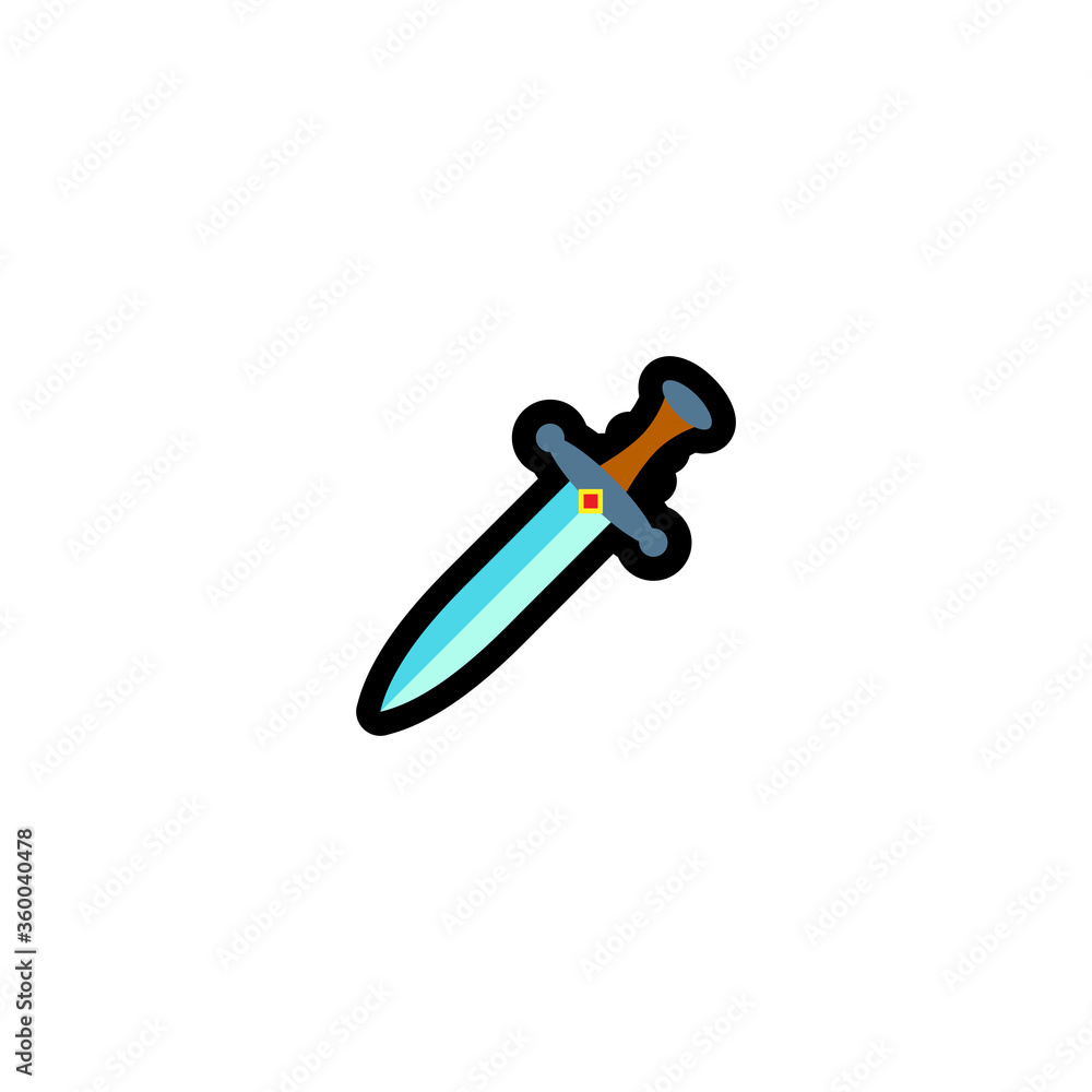 Dagger Vector Icon. Knife Isolated Cartoon Style Emoji, Emoticon ...