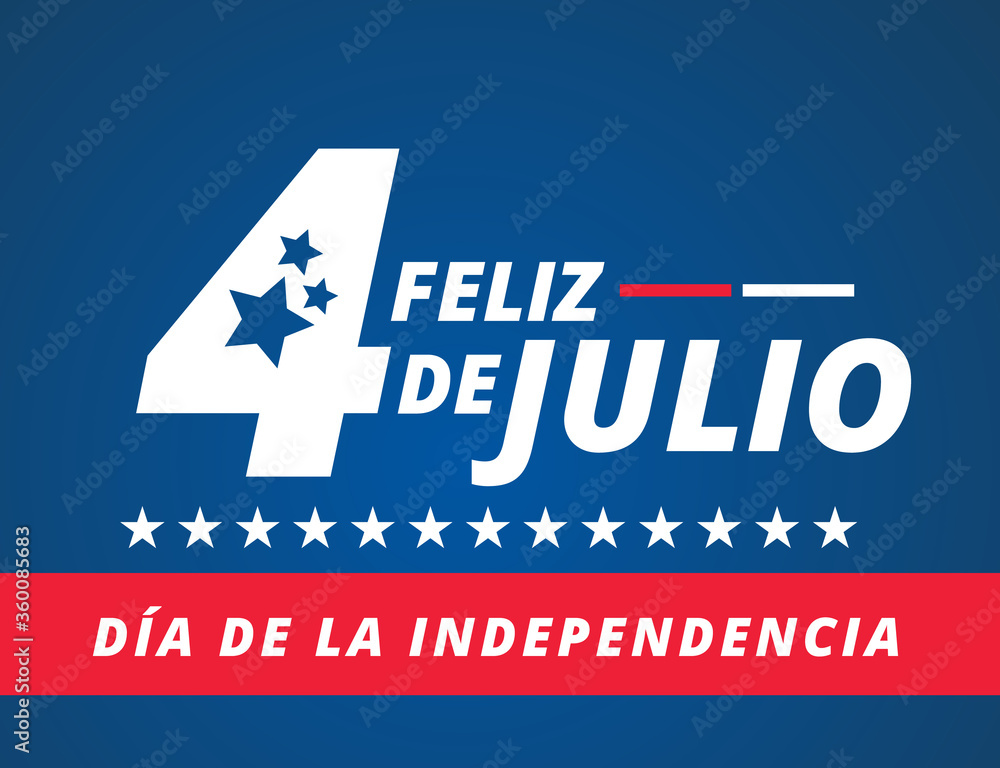Feliz 4 de Julio en español. Happy 4th of July Independence Day USA in ...