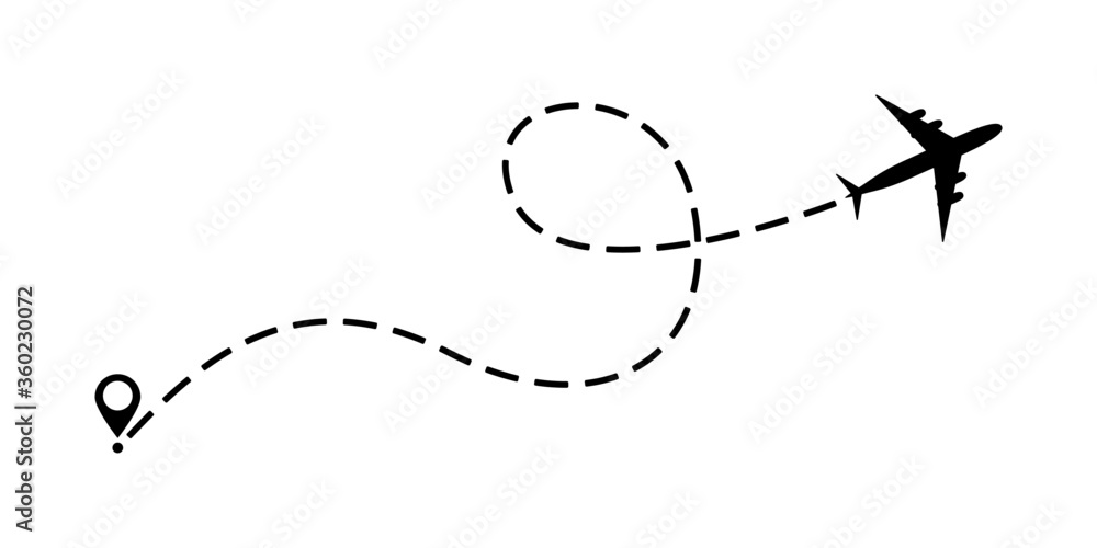 Vector de Stock Airplane line path vector icon of air. Plane flight ...