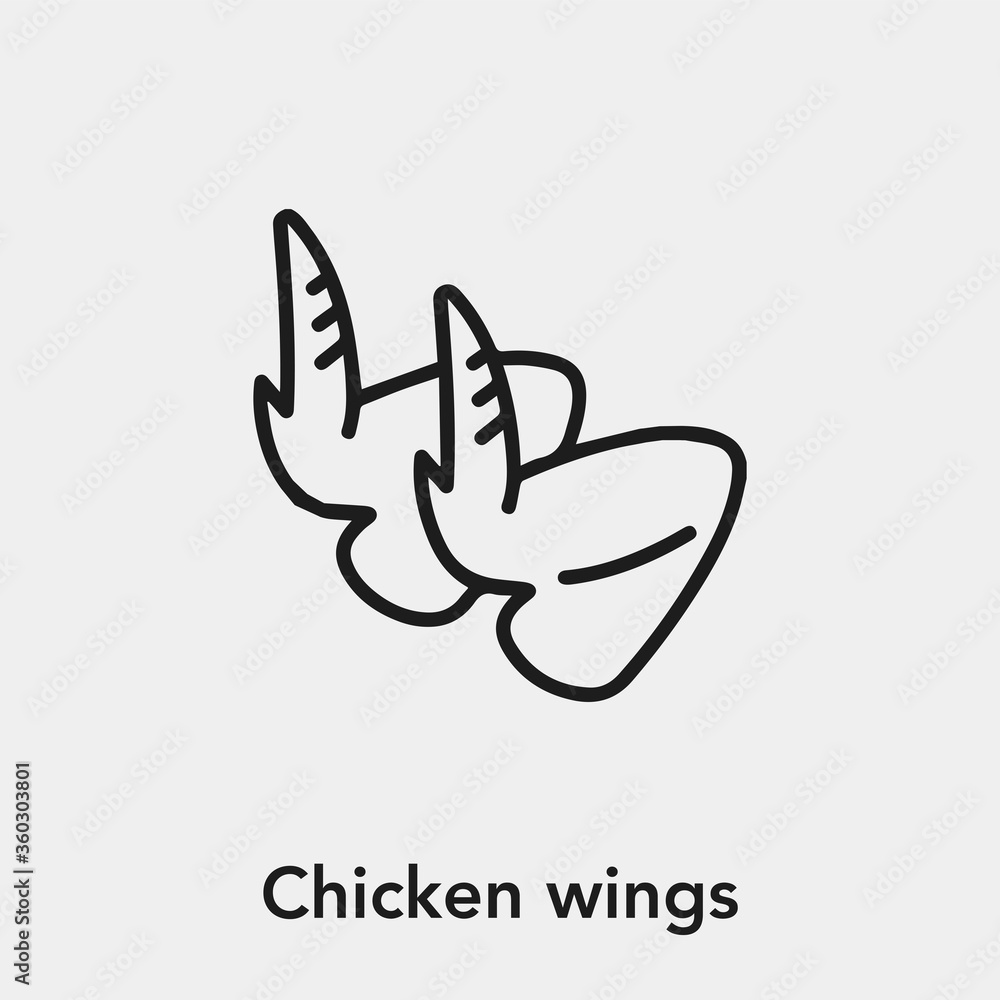chicken wings icon vector. Linear style sign for mobile concept and web ...