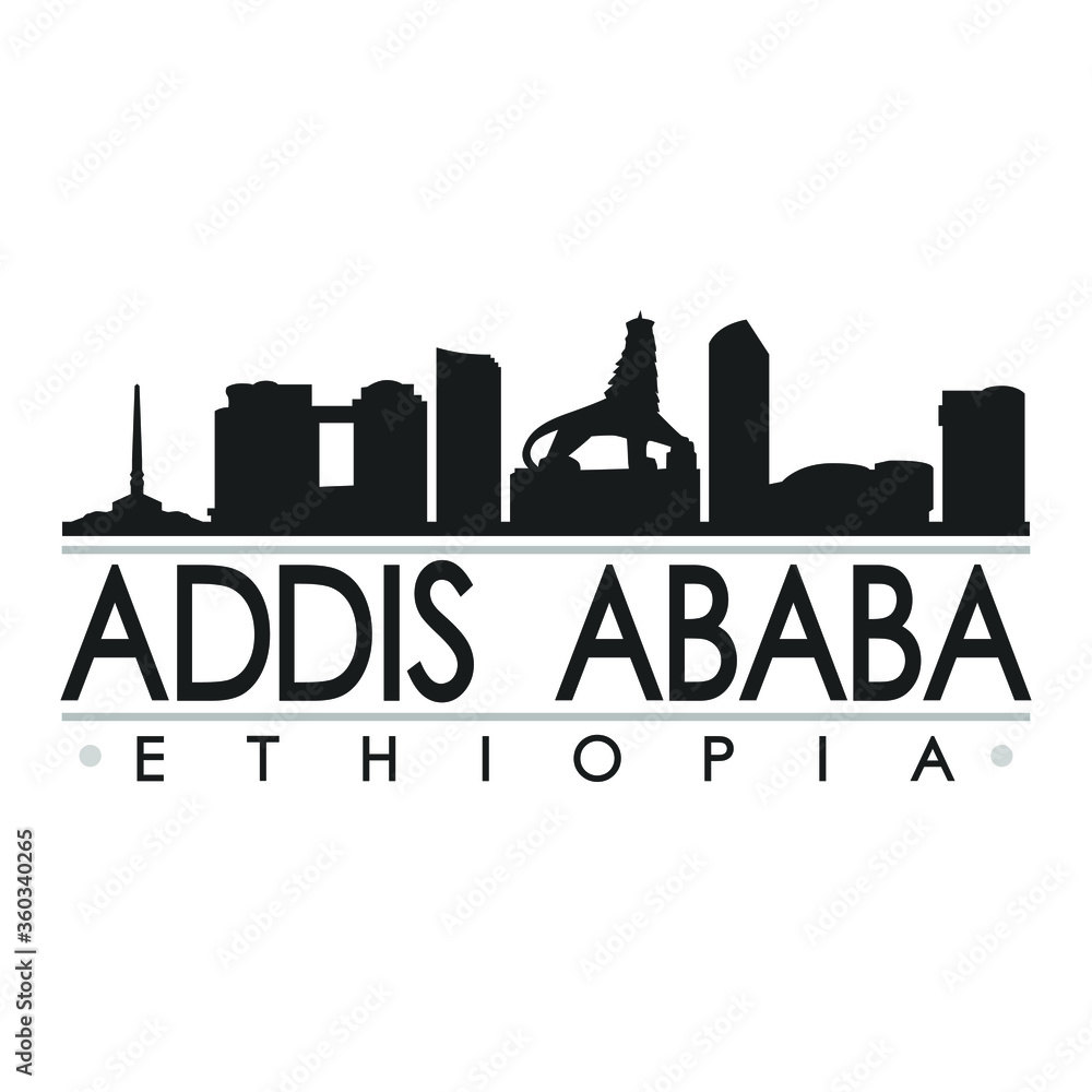 Addis Ababa Ethiopia Africa Skyline Silhouette Design City Vector Art ...