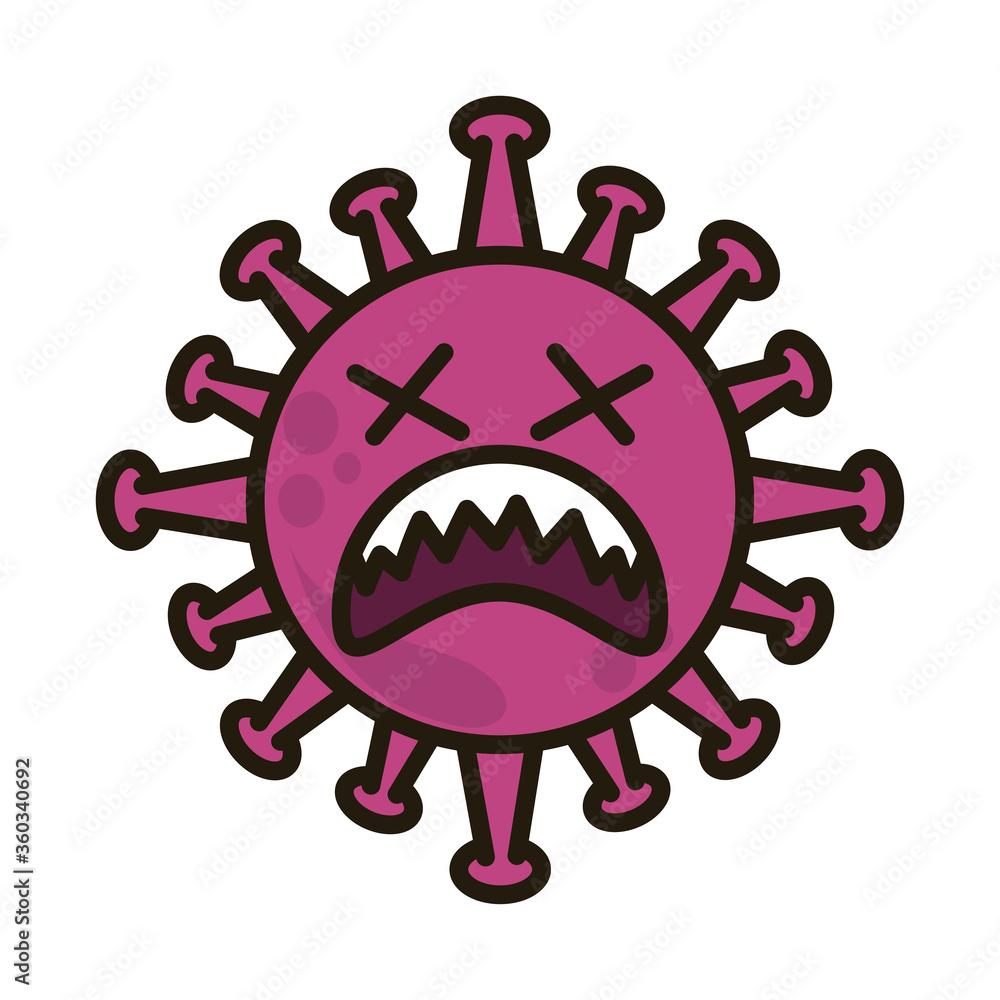virus emoticon, covid-19 emoji character infection, face flat cartoon ...