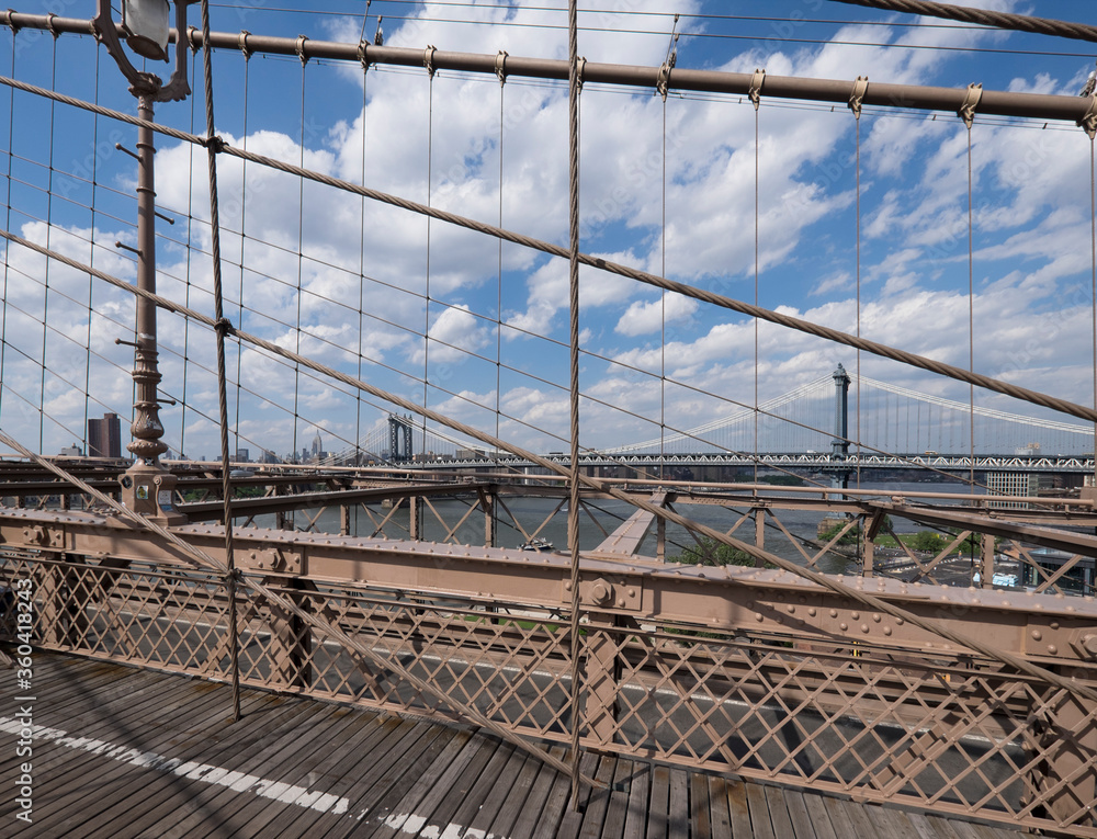 Brooklyn Bridge with skyline of Manhattan. One of the most iconic ...
