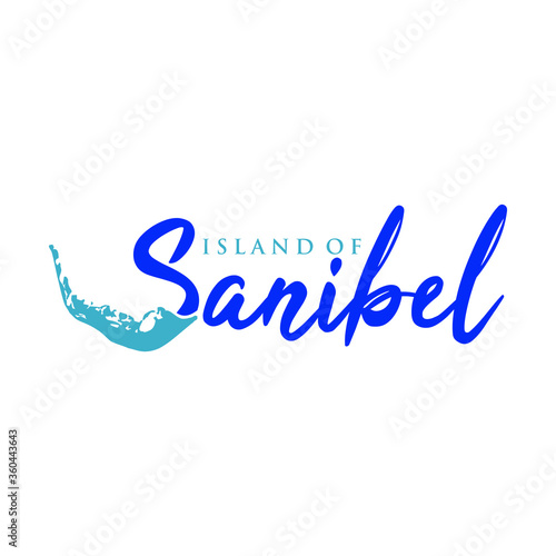 Sanibel Island Map. Tourism Logo in Florida US America. Vector ...