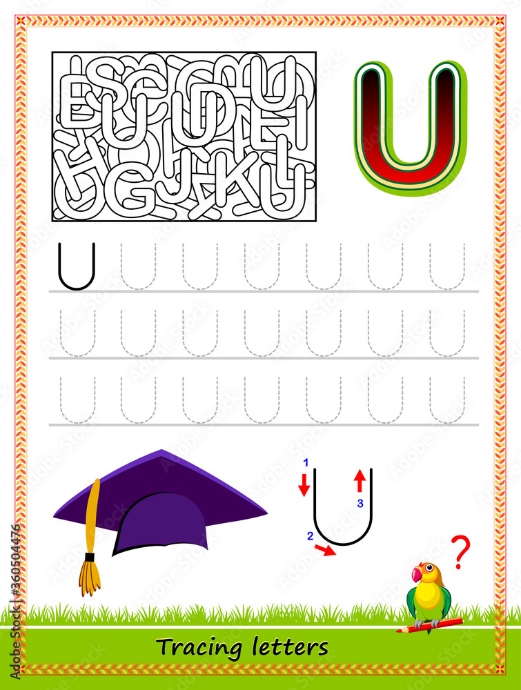Worksheet for tracing letters. Find and paint all letters U. Kids ...