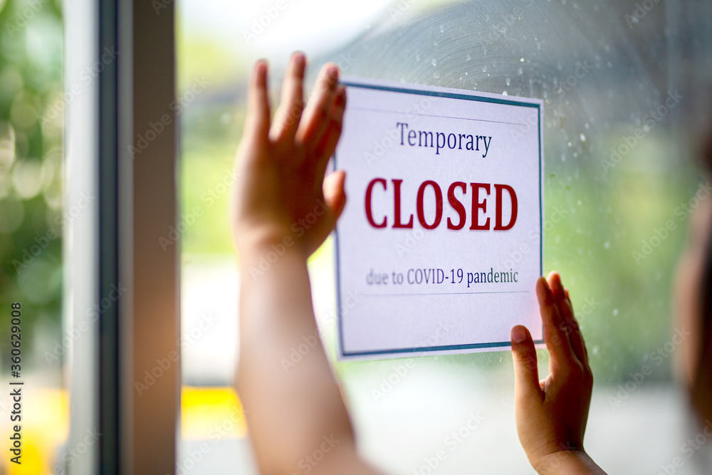 Closed businesses for COVID-19 pandemic outbreak, closure sign on ...