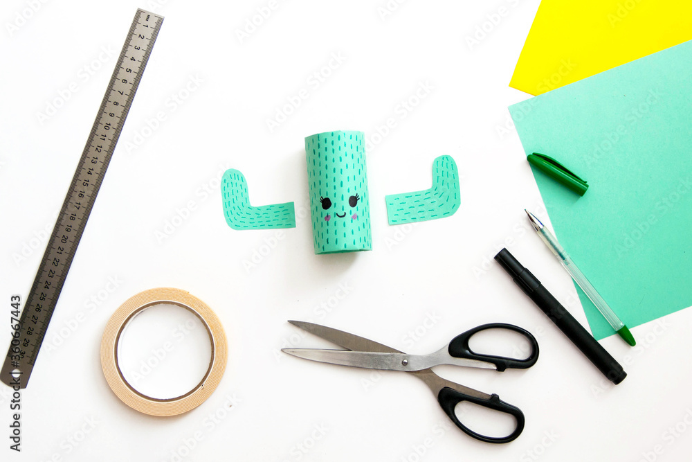 Step-by-step lesson: how to make a cute cactus from a toilet sleeve and ...