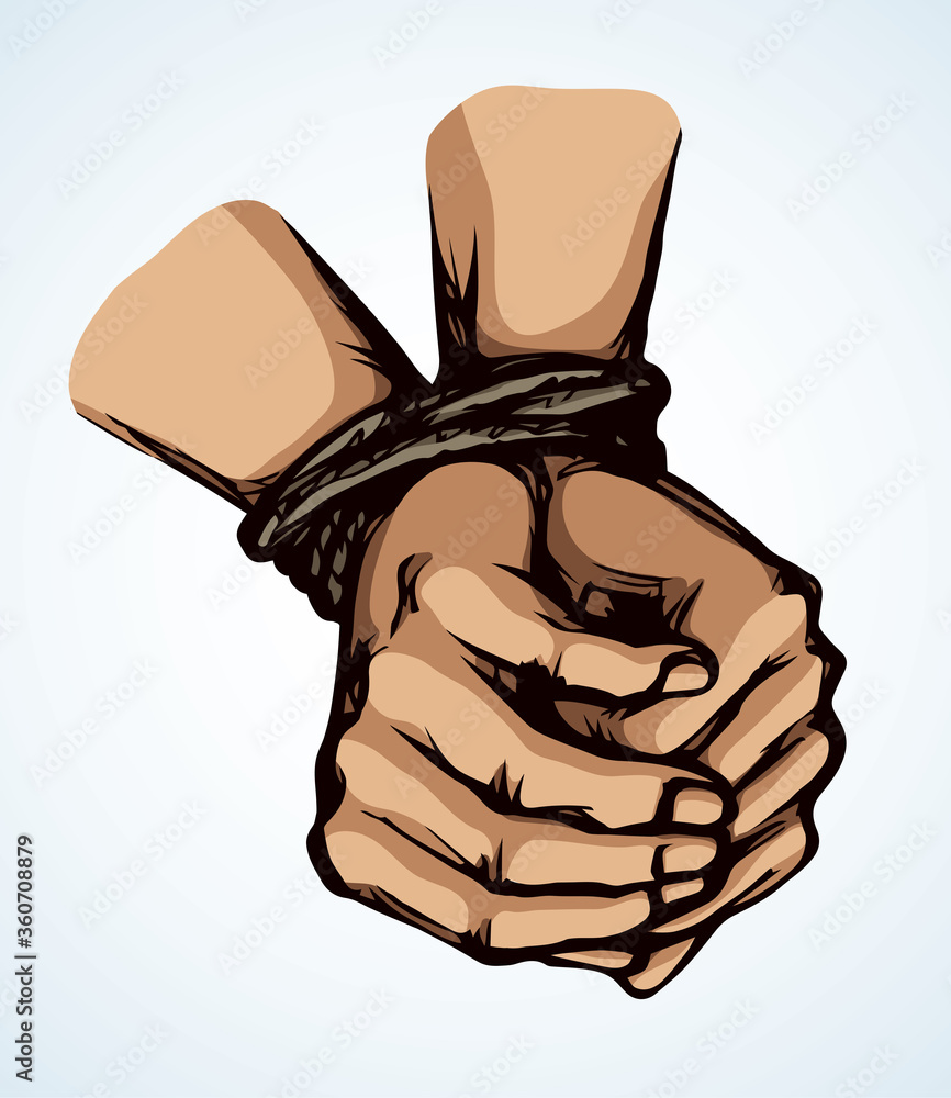 Roped bound hands. Vector drawing Stock Vector | Adobe Stock