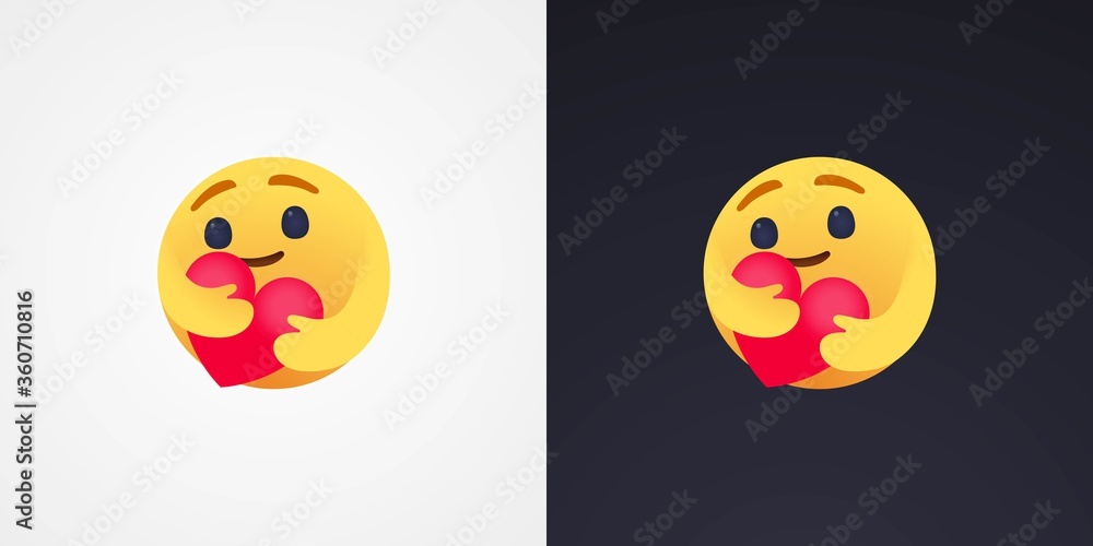 Social Media Care emoji hugging a heart. Symbol of care and support ...
