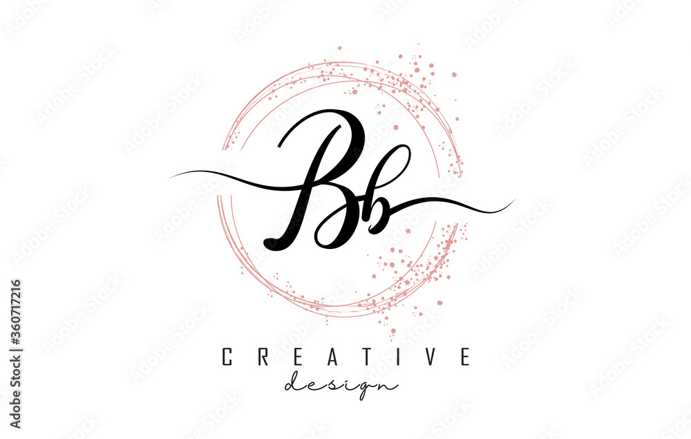 Handwritten BB letter logo with sparkling circles and glitter. Stock ...