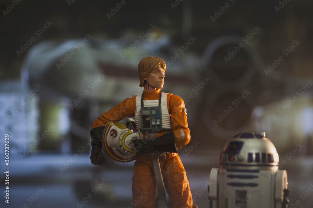 NEW YORK USA - JUNE 23 2020: Scene from Star Wars with Luke Skywalker ...