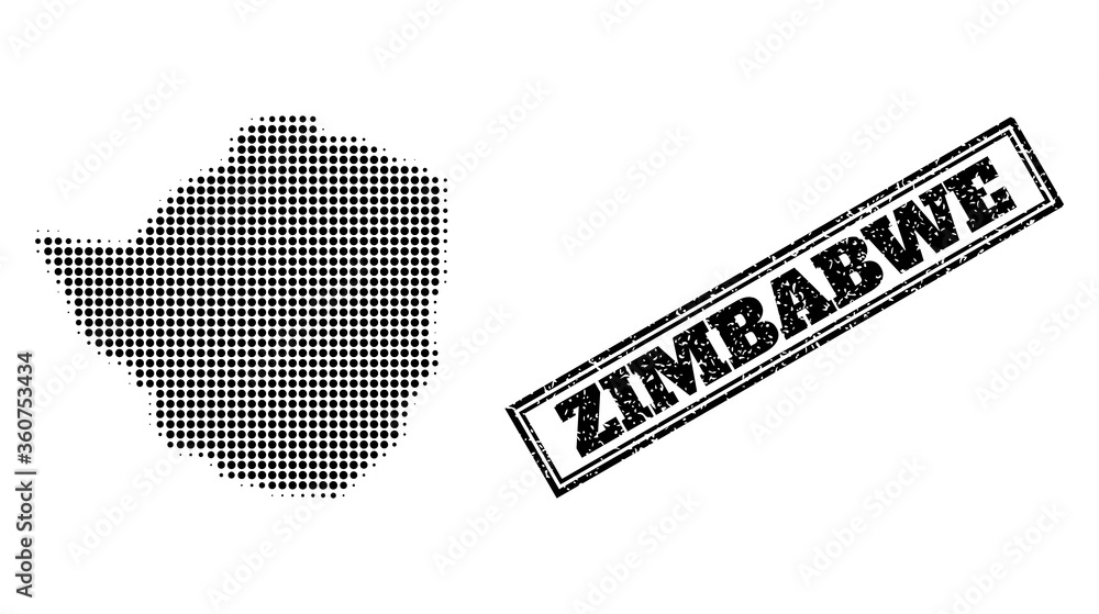 Image vectorielle Stock Halftone map of Zimbabwe, and unclean watermark ...
