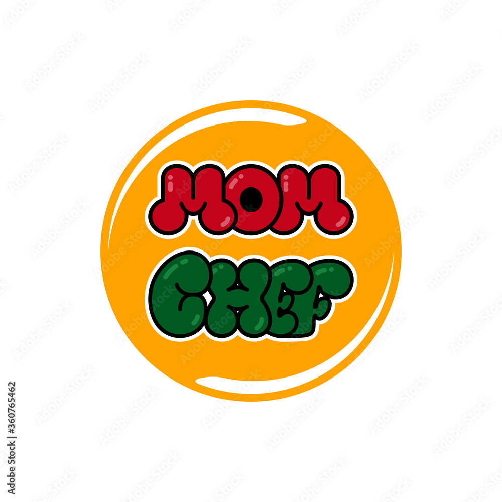 Mom chef bubble lettering logo vector. Chef typography, sketch style ...