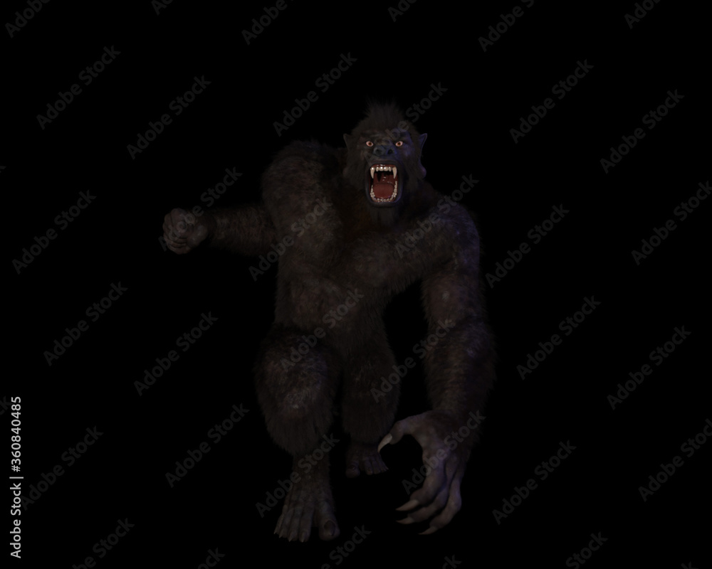 3d illustration of an aggressive Bigfoot/sasquatch/gugwe Stock ...