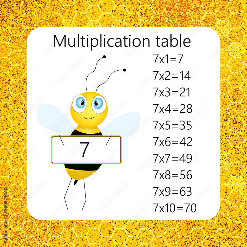 Multiplication Square. School vector illustration wuth bee ...