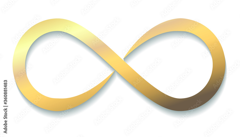 Gold Infinity symbol with shadow isolated on a white background. vector ...