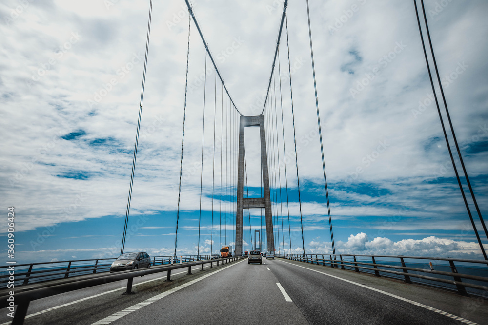 Pylon of the longest European Suspension bridge (Storebaeltsbroen ...