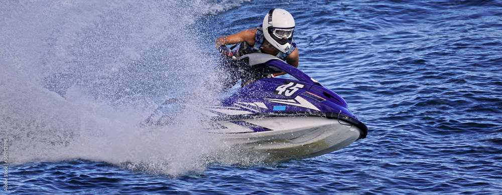 Panoramique speed jet ski Stock Photo | Adobe Stock