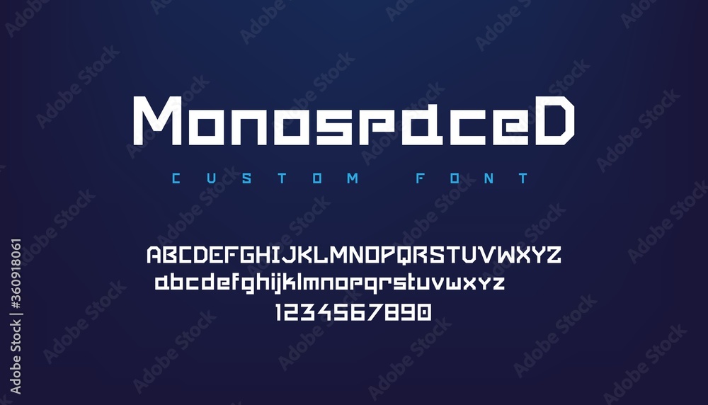 Logo font. Futuristic geometric alphabet with uppercase and lowercase ...