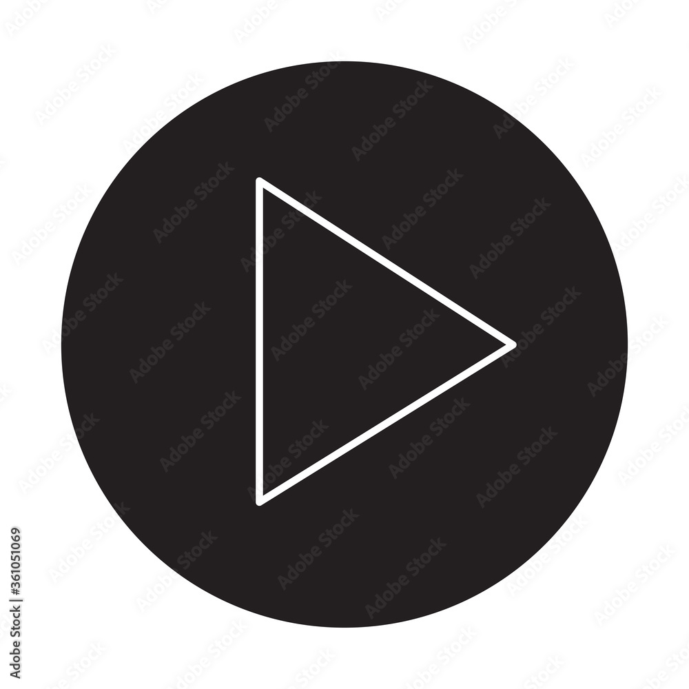 Black play button. Vector icon isolated on white background. Trendy ...