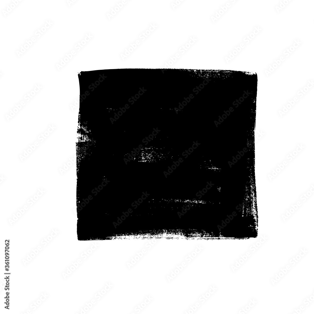 Black rough edge vector square box. Black painted square or rectangular ...