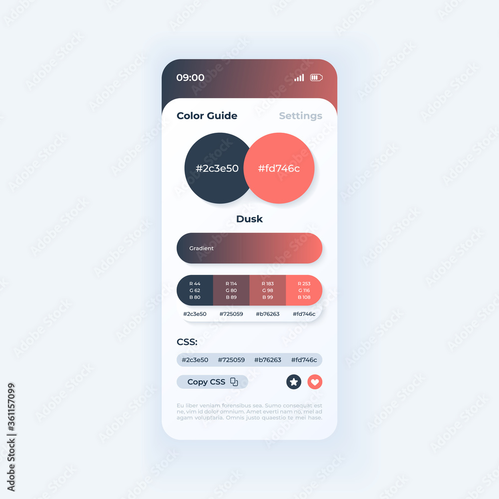 Color guide smartphone interface vector template. Mobile app page light ...