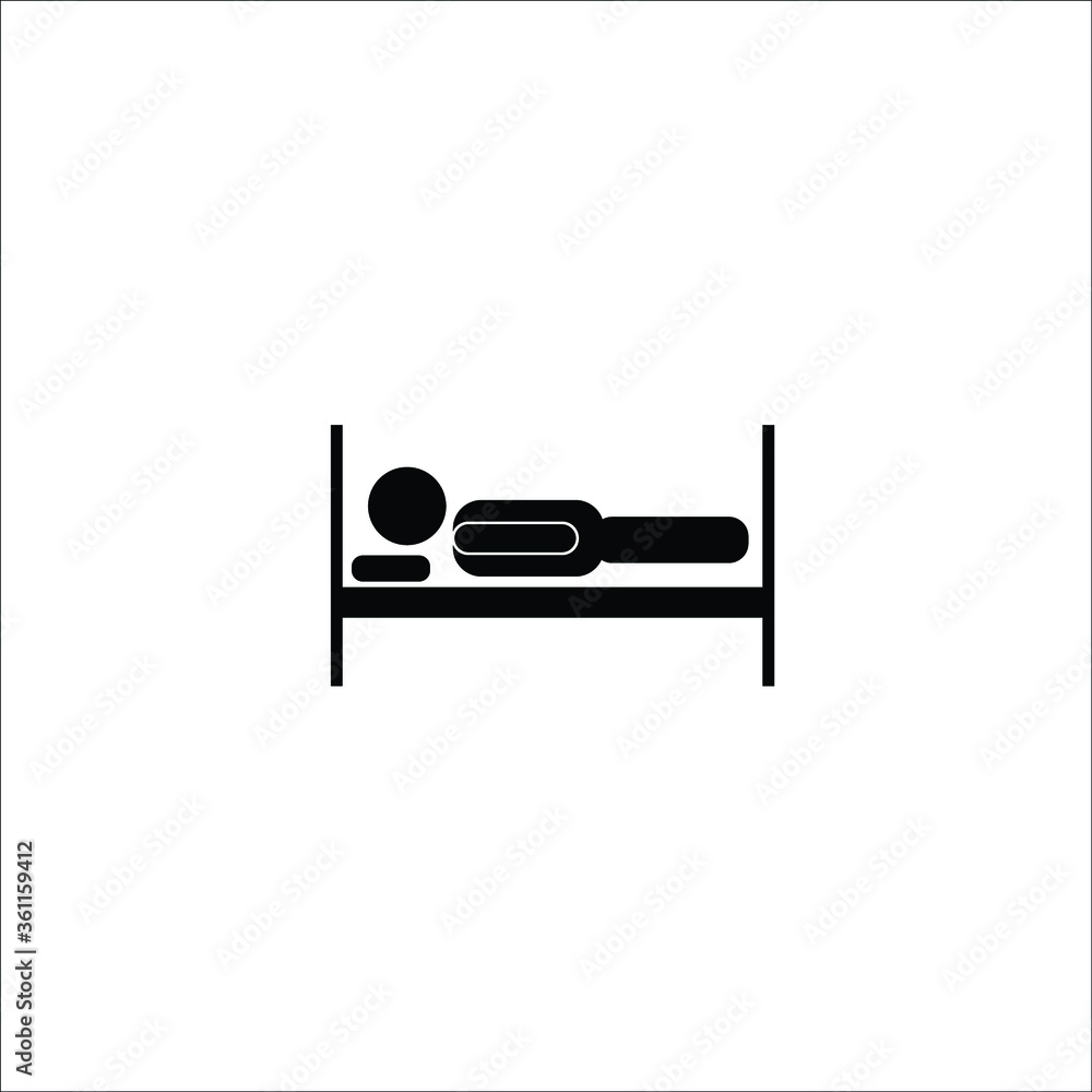 icon of a lying man silhouette. Sick patient. Hospital bed. vector ...