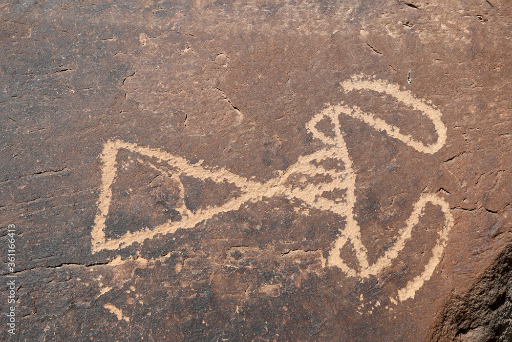 Ancient Native American Indian rock art petroglyph image 1464. Nine ...