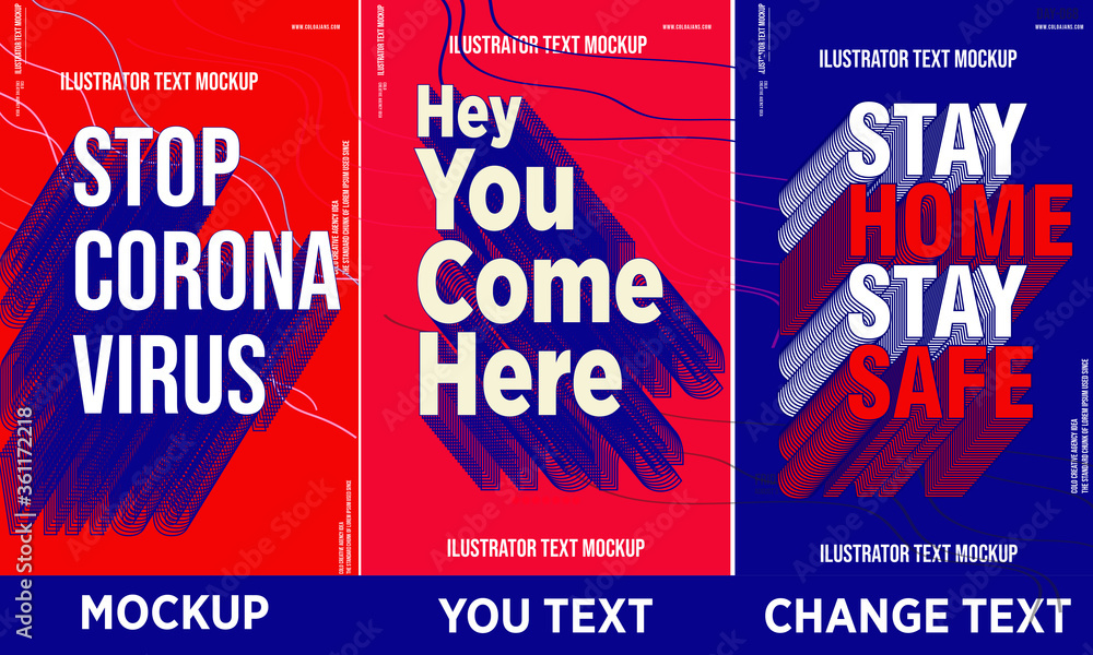 Stay home Stay safe Modern poster design template 3D Text Effect Mockup ...