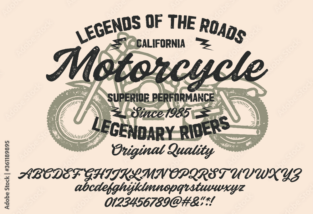Motorcycle club community logo design.Decorative vintage brush script ...