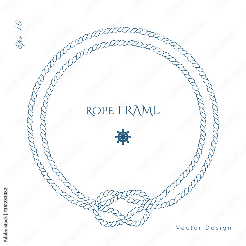 Nautical vector frame. Rope knot border design Stock Vector | Adobe Stock